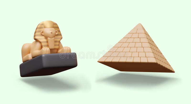 Vector Great Sphinx, Pyramid. 3D Architectural Monuments of Egypt Stock ...