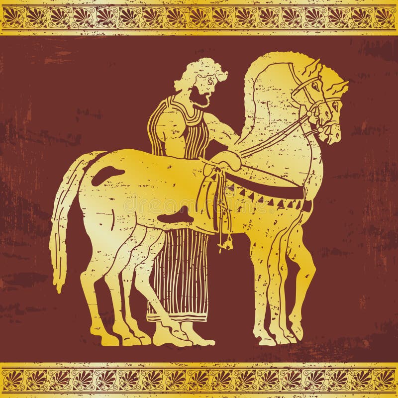 Vector Greek drawing. stock vector. Illustration of horse - 83241858