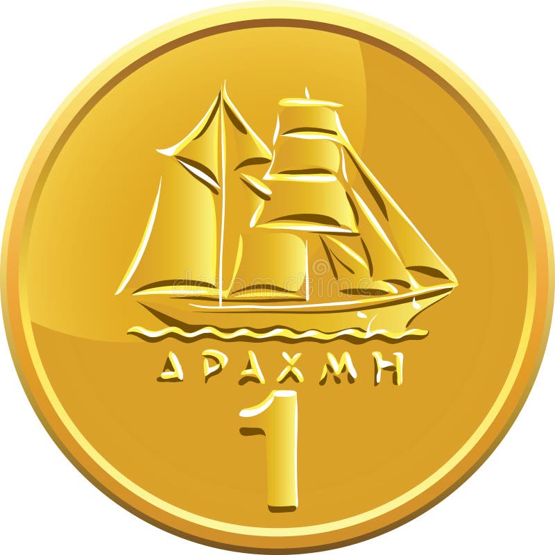 Vector Greek Money Gold Coin Featuring Ship Stock Vector - Illustration ...