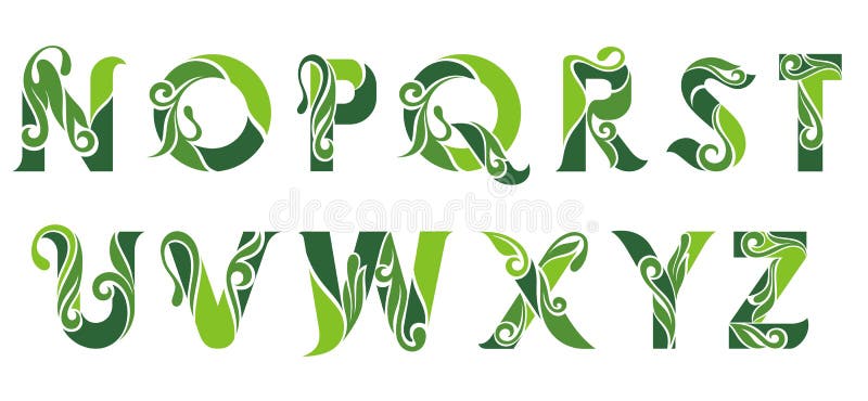 Vector green alphabet stock vector. Illustration of summer - 87256791