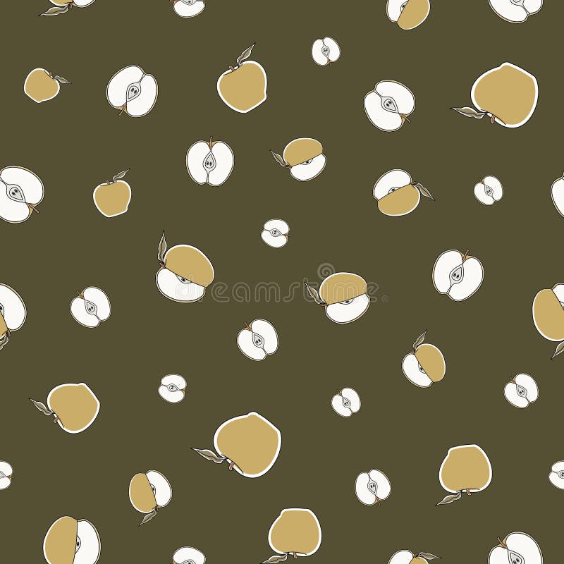 Vector Green Apples on Green Seamless Repeat Pattern Stock Vector ...