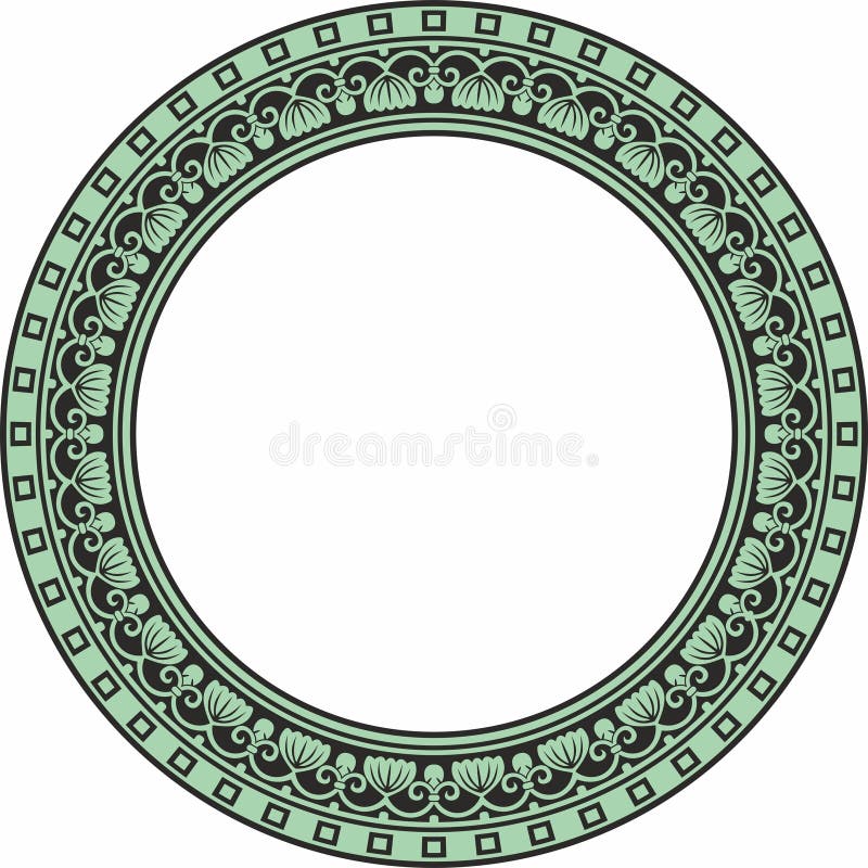 Vector Green with Black Round Ornament Ring of Ancient Greece. Stock ...