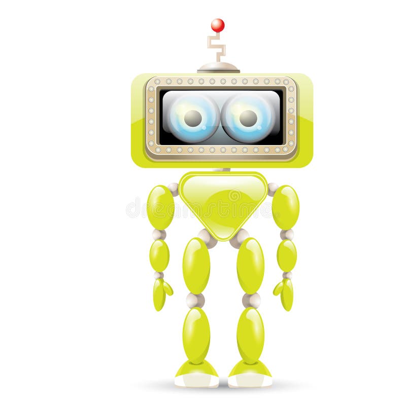 Vector Green Cartoon Robot on White Stock Vector - Illustration of ...