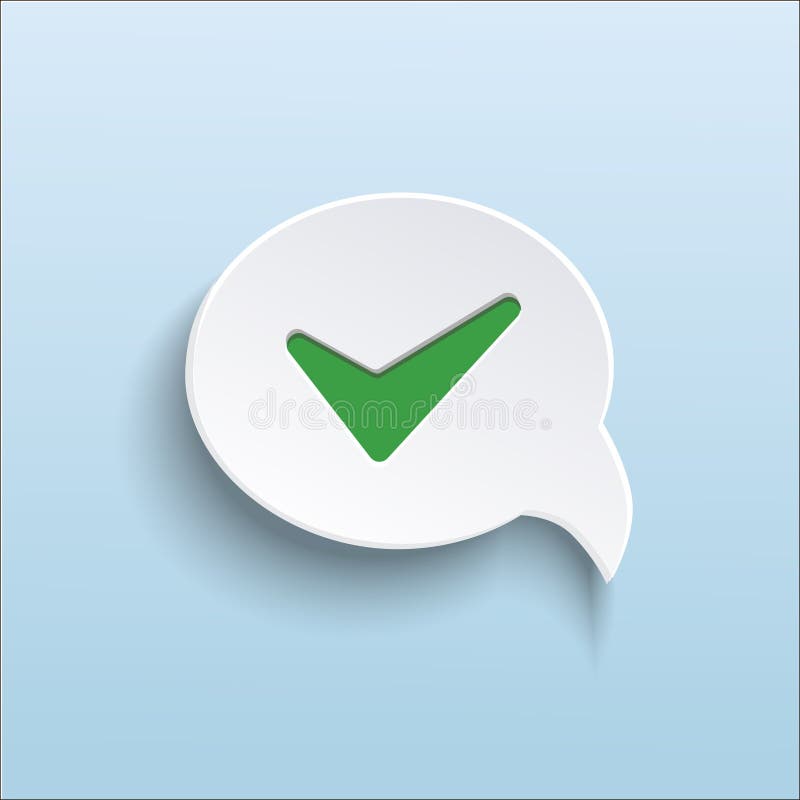 Speech Bubble With Check Mark Stock Vector - Illustration of allowed ...