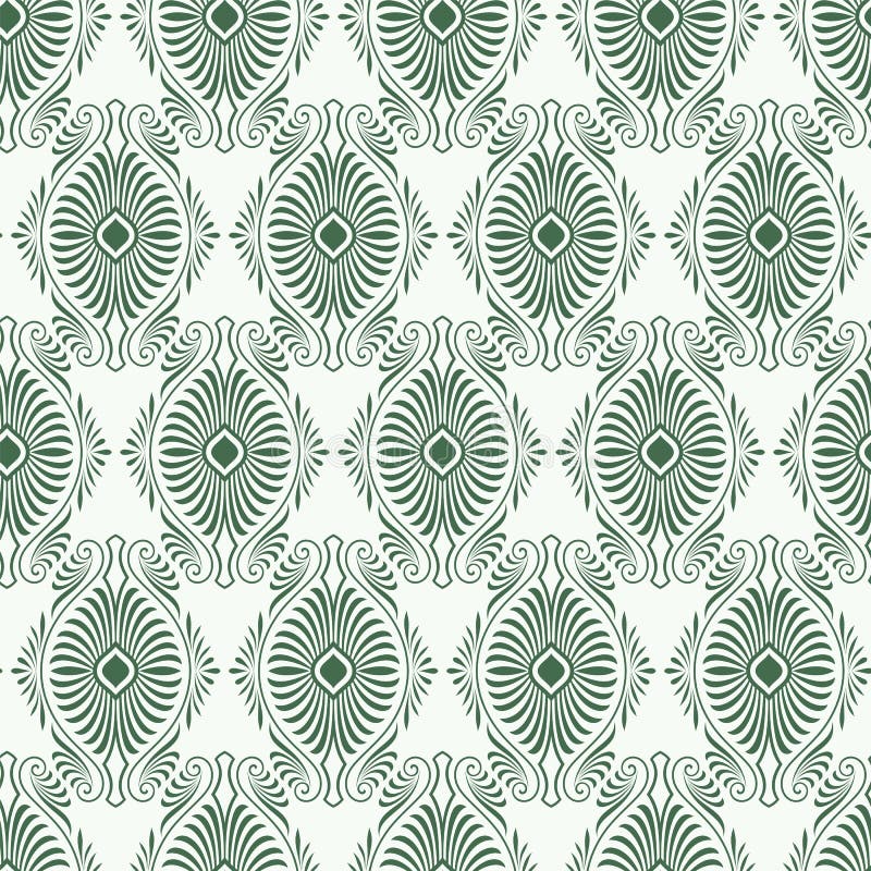 Vector Green Damask Seamless Repeat Pattern Background. Stock Vector ...