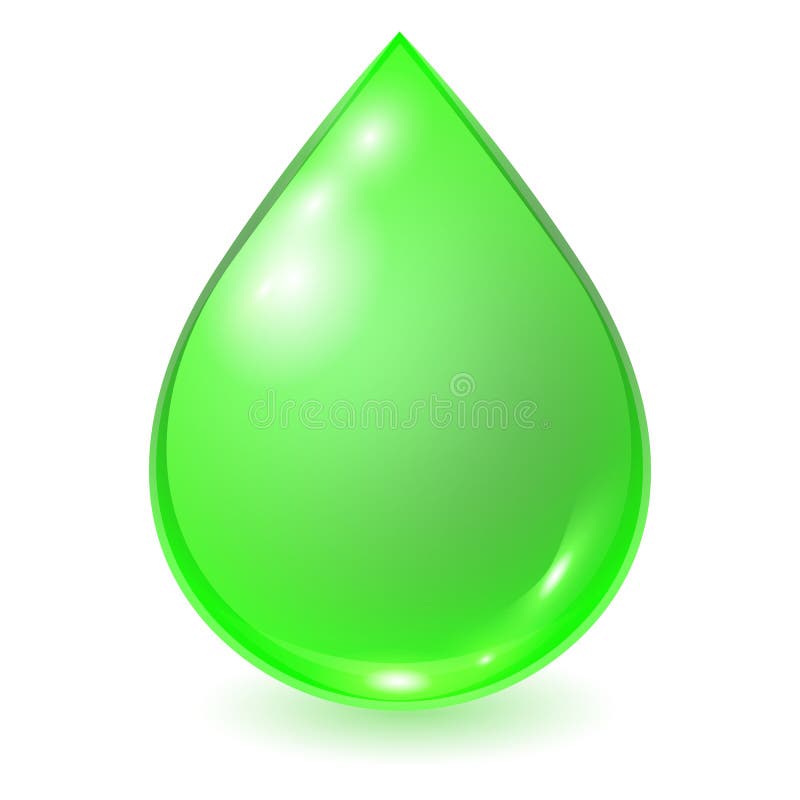 Vector Green Drop Isolated on White Background. Falling Droplet Stock ...