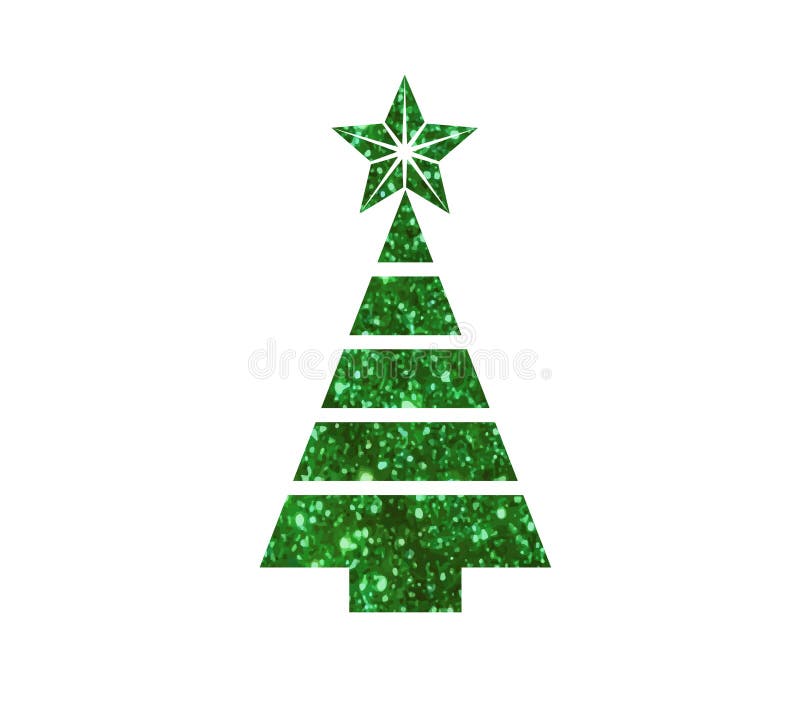 Vector Green Glitter Christmas Tree Flat Icon Stock Vector ...