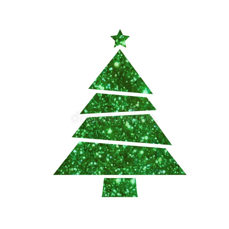 Vector Green Glitter Christmas Tree Flat Icon Stock Vector ...
