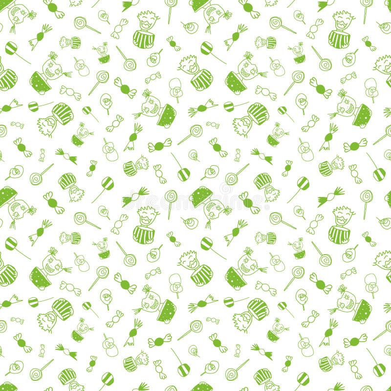 Vector Green Halloween Trick or Treat Seamless Background Pattern Stock ...