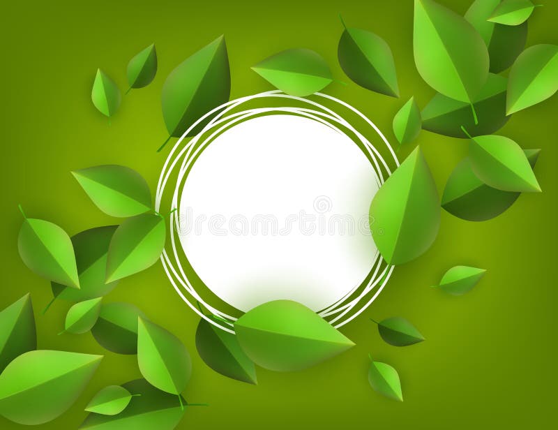 Vector Green Leaves Frame Background Template Stock Vector ...