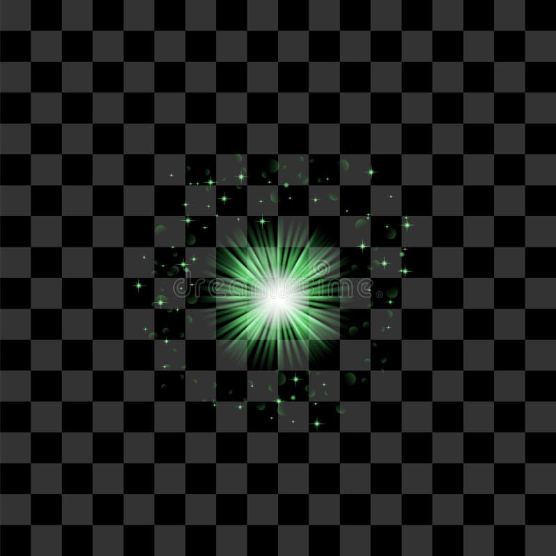 Vector Green Light Effect Set on Checkered Background. Water ...