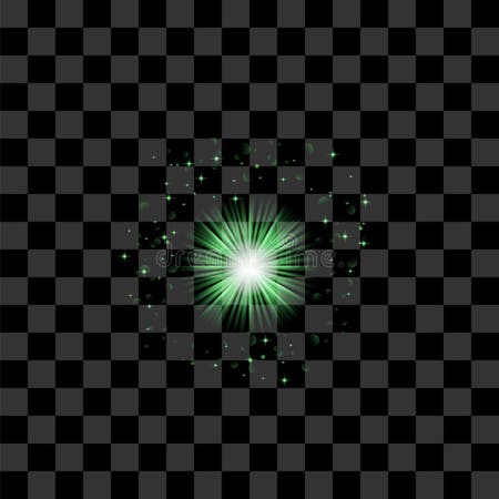 Vector Green Light Effect Set on Checkered Background. Water ...