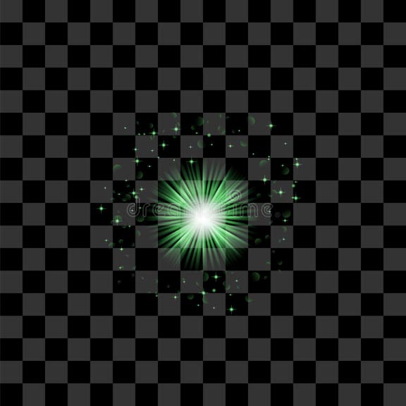 Vector Green Light Effect Set on Checkered Background. Water ...