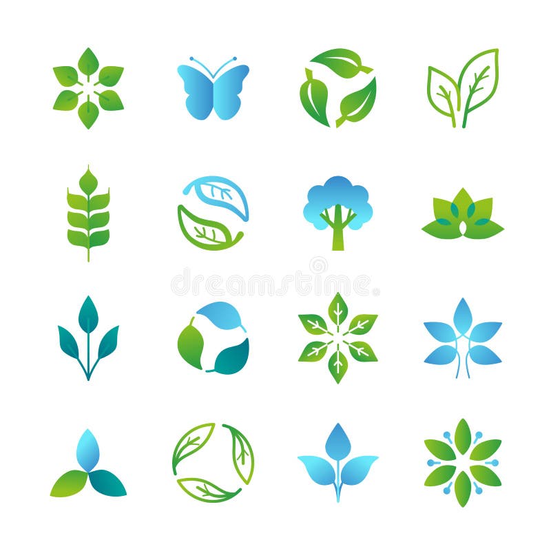 Vector Green Logos and Emblems Stock Vector - Illustration of blossom ...