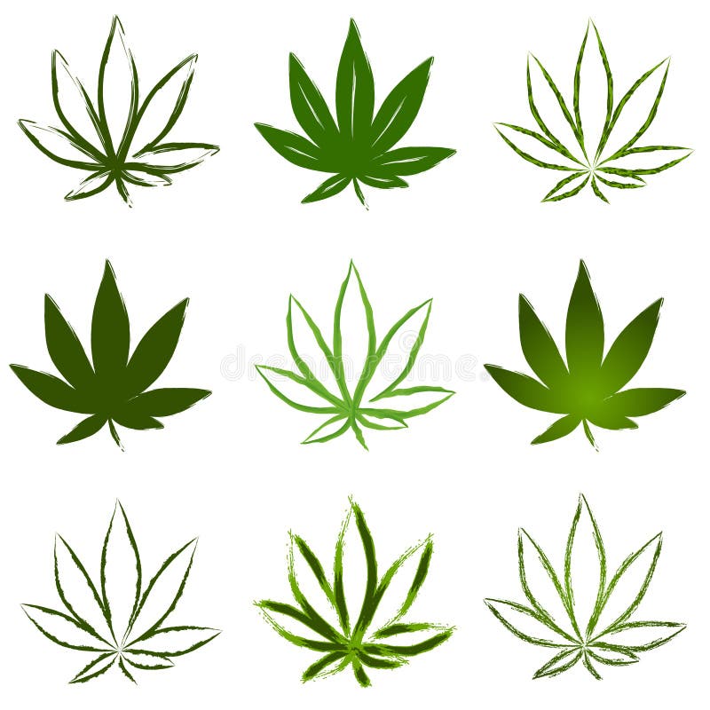 Vector Green Marijuana Icon Set. Stock Illustration - Illustration of ...