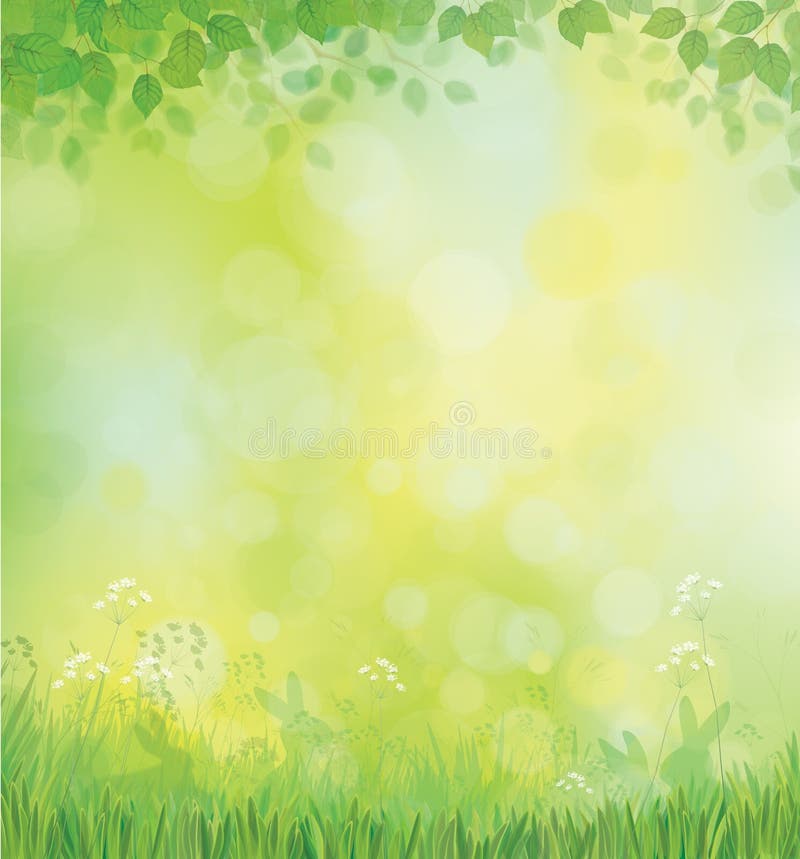 Vector Green, Bokeh, Nature Background. Green Leaves Border. Blurred ...