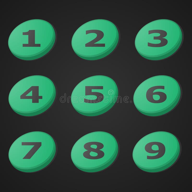 Vector Green Numbering Icons. Design Objects. Stock Vector ...