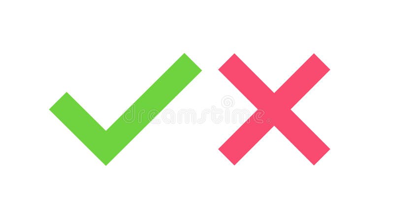 Vector Green OK and Red X Button Set Stock Vector - Illustration of ...