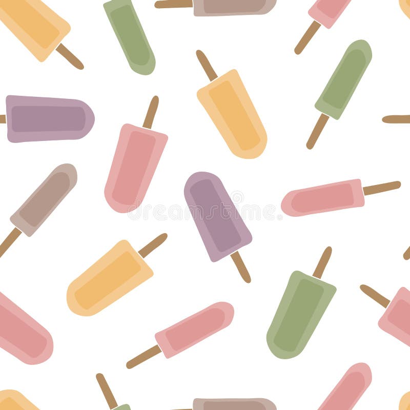 Vector Green Orange Red Purple Popsicles Scattered on White Background ...