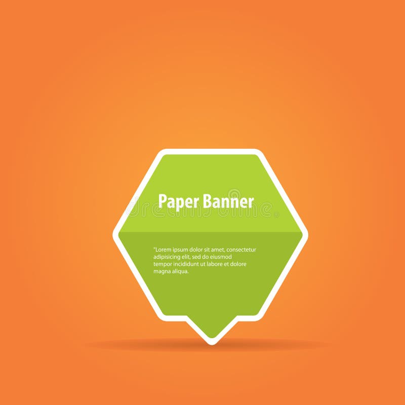 Vector Green Paper Banner on Orange Background Stock Vector ...