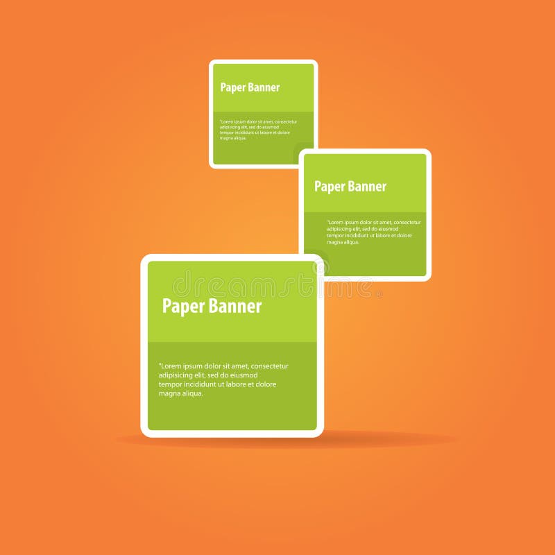 Vector Green Paper Banner on Orange Background Stock Vector ...