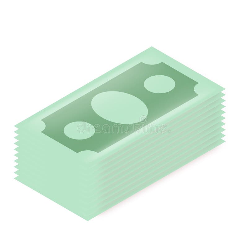 Vector Green Paper Dollars Banknote Stack Isolated on White Background ...