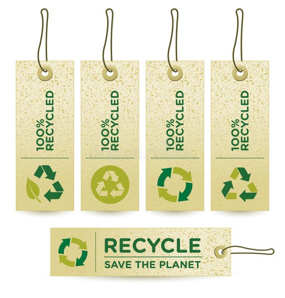 Vector GREEN RECYCLED Labels Stock Vector - Illustration of rectangle ...