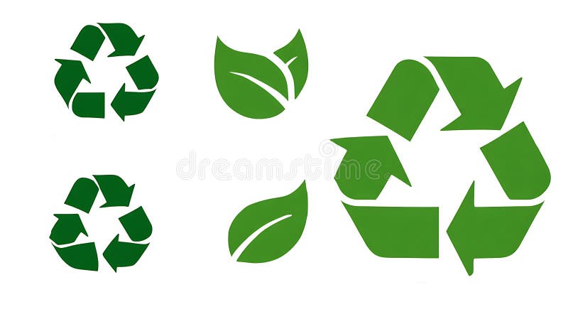 Vector Green Recycling Icons with Flat Style and No Shadows on a White ...