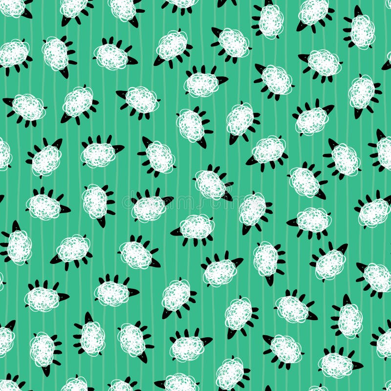 Vector Green Sheep Polka Dot Scatter Cute Doodles Seamless Pattern 01 ...