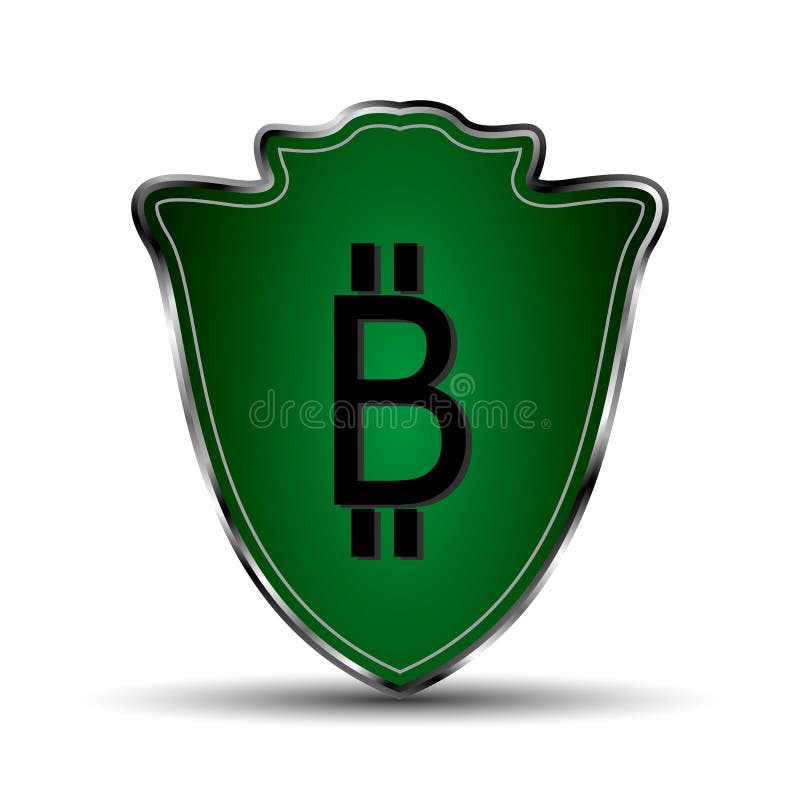 The Vector Green Shield with Bitcoin Symbol Stock Vector - Illustration ...