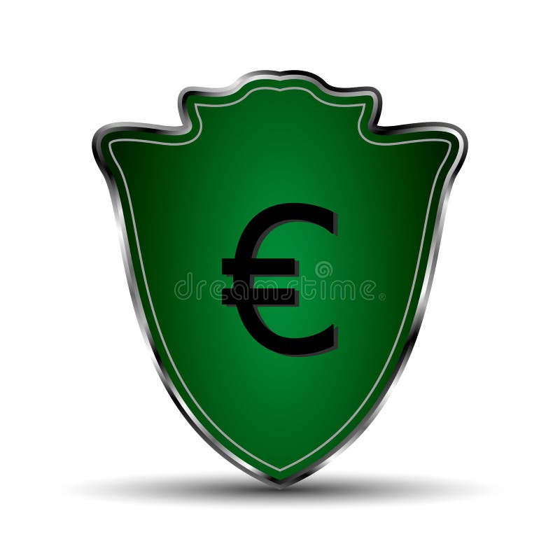 The Vector Green Shield with Euro Symbol Stock Vector - Illustration of ...