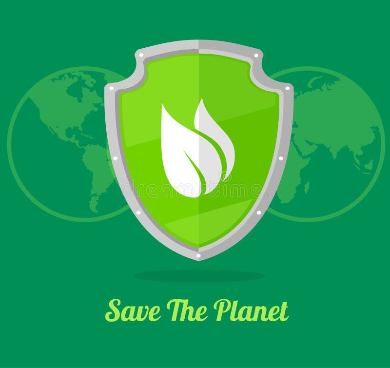 Vector Green Shield with Leaves Stock Vector - Illustration of positive ...