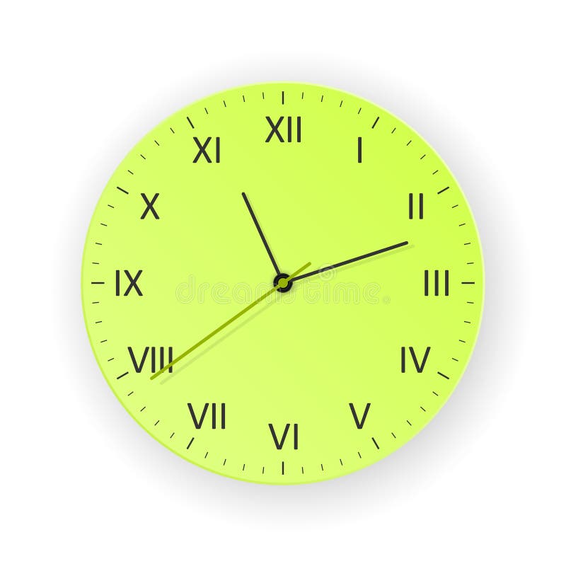 Vector green simple clock stock vector. Illustration of circle - 210928359