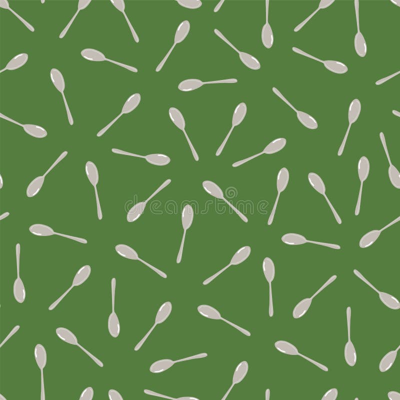 Vector Green Spoons Scatter Simplerepeat Pattern. Perfect for Fabric ...
