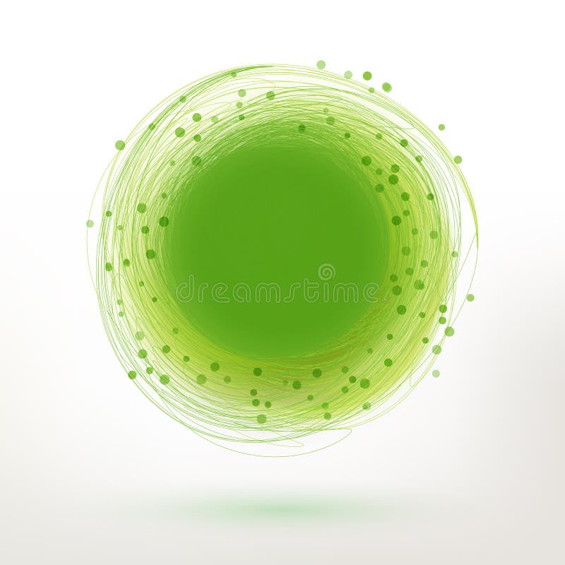 Vector Green Swirl Drawing Circle with Particles Stock Vector ...