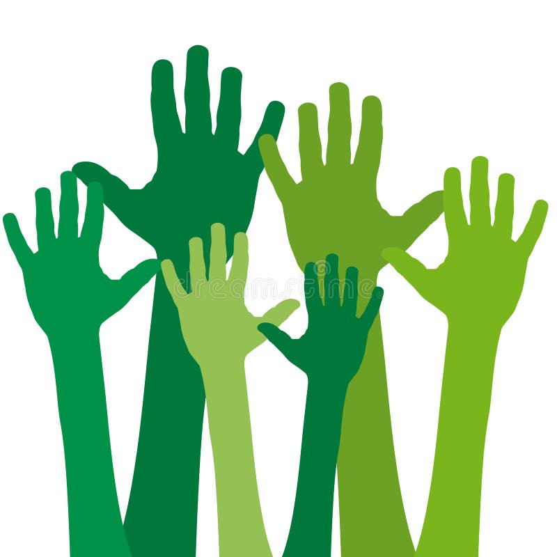 Vector Green Teamwork, Green High Hands Stock Illustration ...