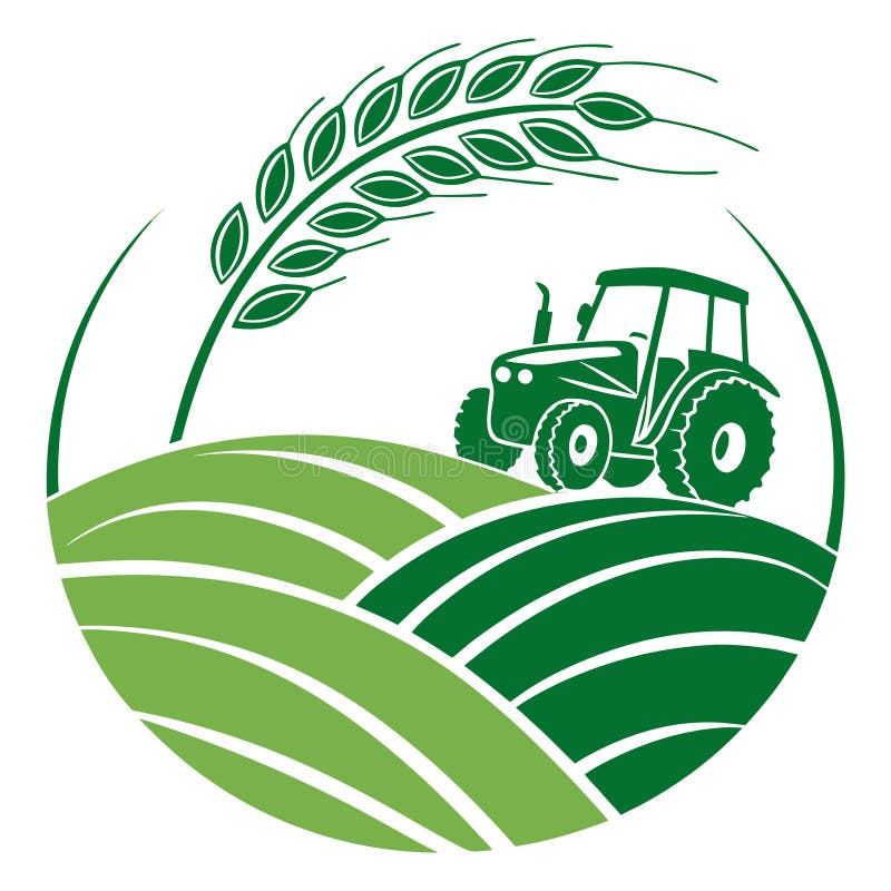 Vector of Green Tractor on Rolling Hills with Wheat Stalk in Circular ...