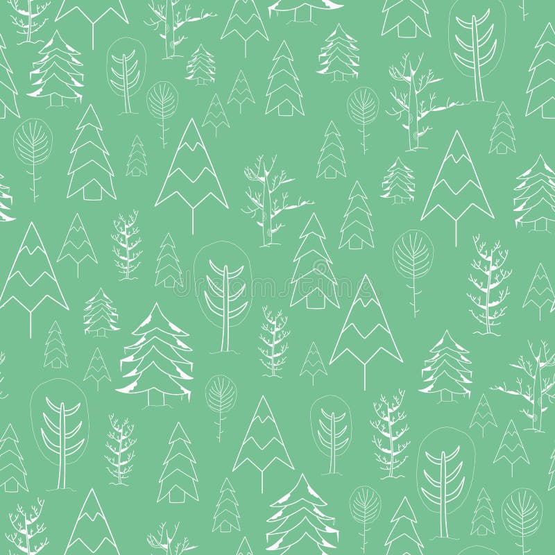 Vector Green Winter Landscape in the Forest with Trees Background ...
