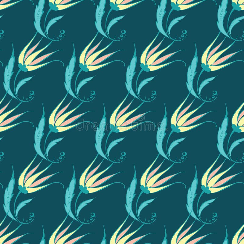 Vector Green Yellow Turkish Flowers Diagonal Stock Vector ...