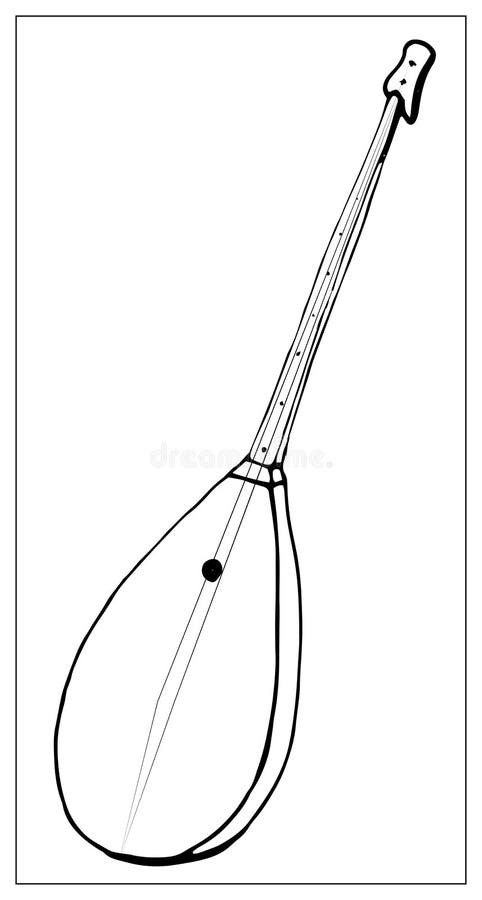 Vector Greeting Card with Dombra. Linear Hand Drawn Illustration Stock ...