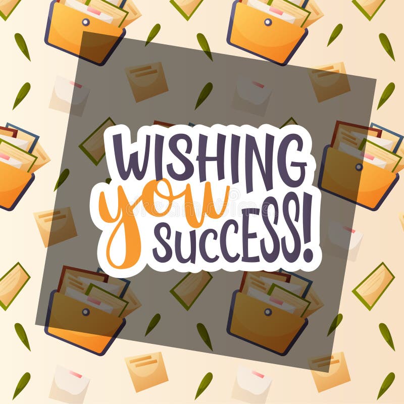 Vector Greeting Card with Folders and Success Wish Stock Illustration ...
