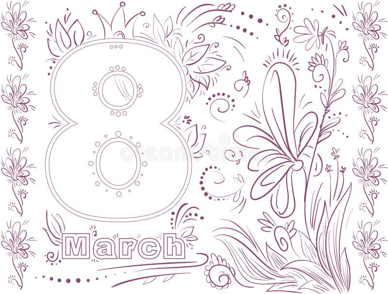 Vector Greeting Card for March Stock Vector - Illustration of leaf ...