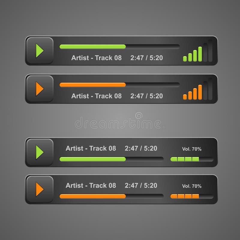 Vector Grey Audio Player, for Web Stock Vector - Illustration of audio ...