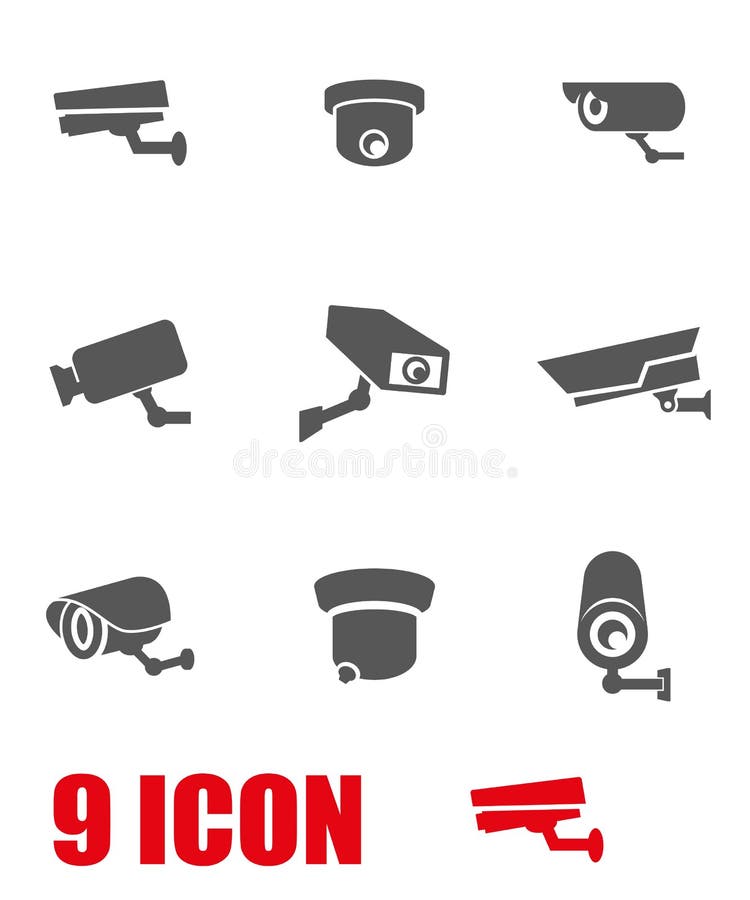 Grey Security Camera Icon Isolated on White Background. Vector Stock ...
