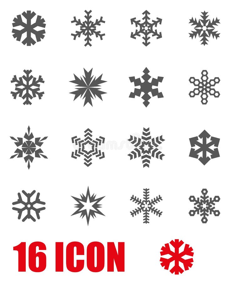 Vector Grey Snowflake Icon Set Stock Illustration - Illustration of ...