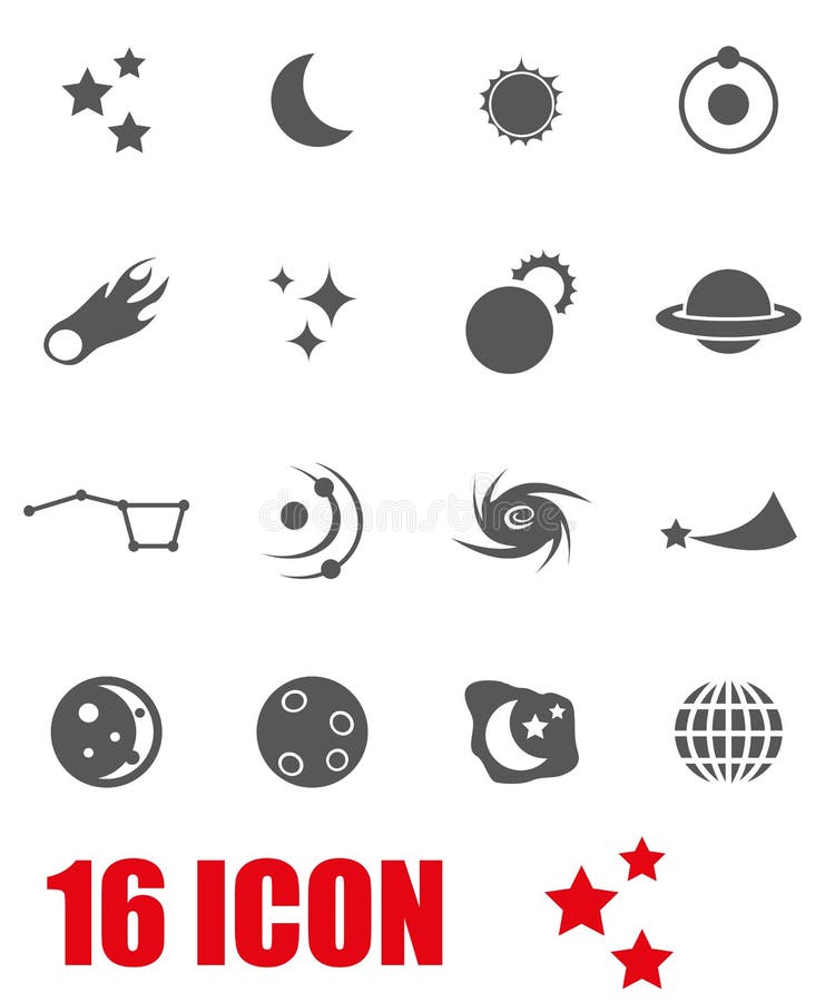 Vector grey space icon set stock illustration. Illustration of comet ...