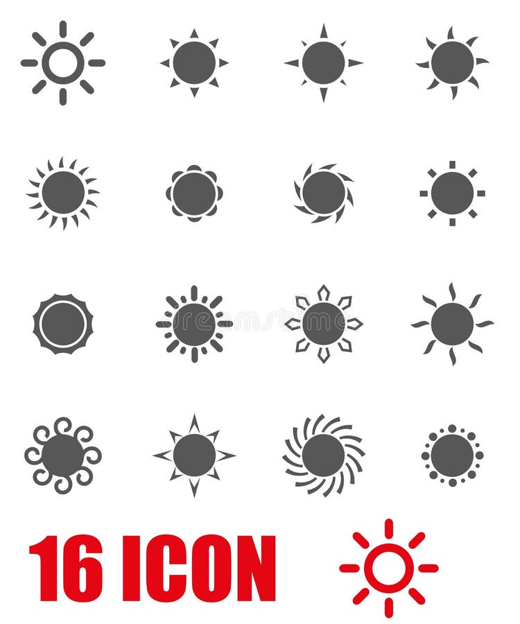 Vector grey sun icon set stock illustration. Illustration of design ...