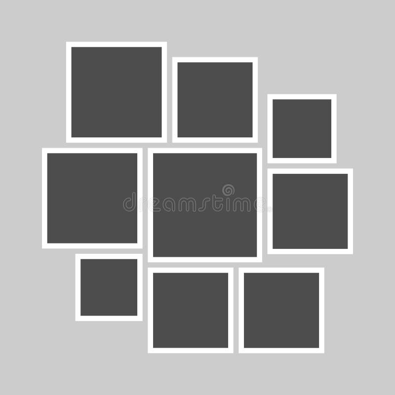Vector Grid Template with Empty Photo Frames, Designed To Organize and ...