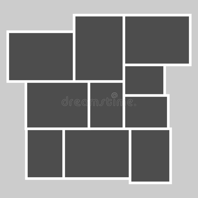 Vector Grid Template with Empty Photo Frames, Designed To Organize and ...