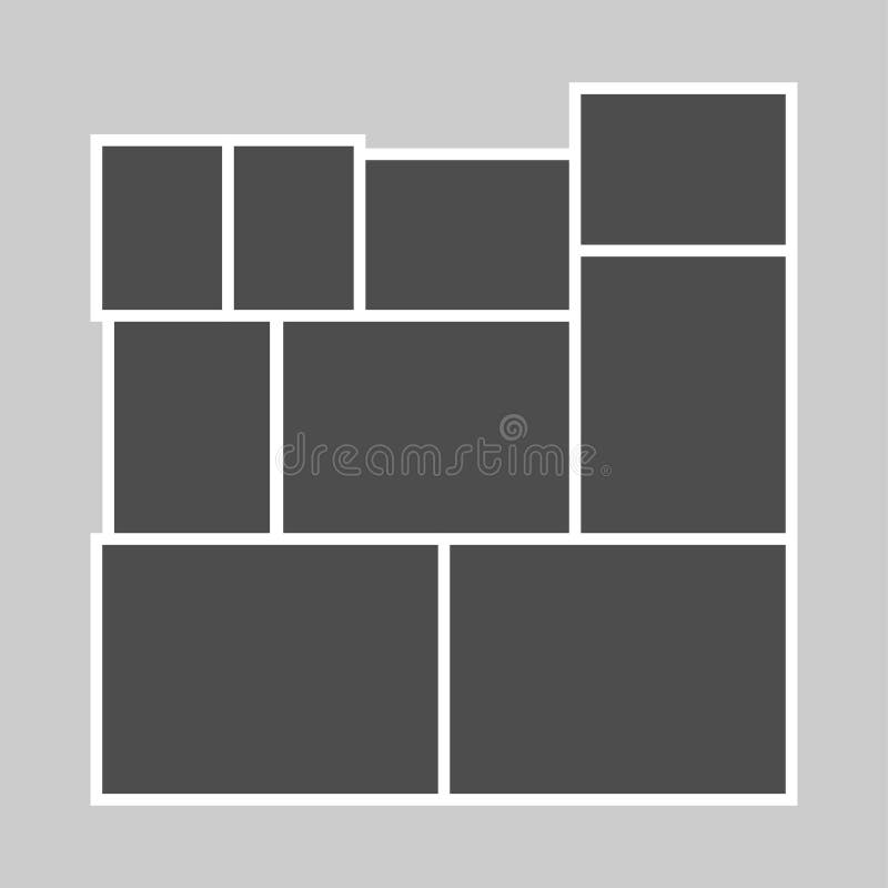 Vector Grid Template with Empty Photo Frames, Designed To Organize and ...